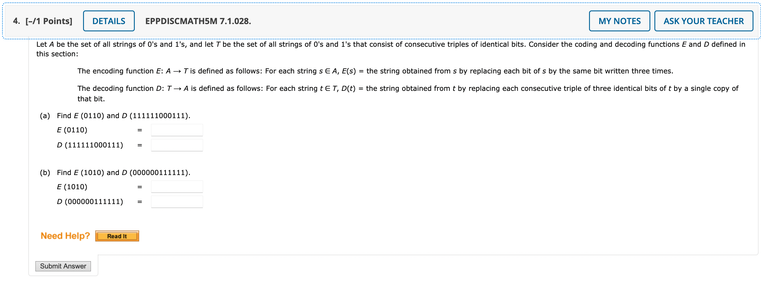 Solved 4. [-/1 Points] DETAILS EPPDISCMATH5M 7.1.028. MY | Chegg.com
