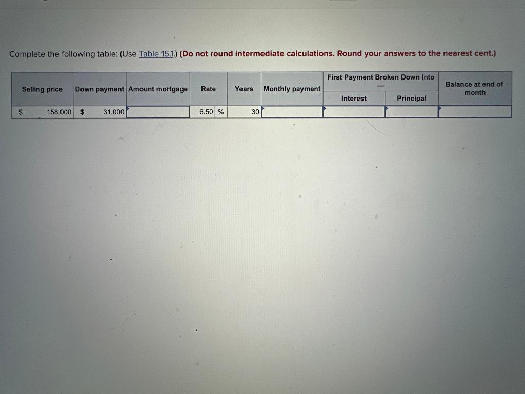 Solved Complete the following table: (Use Table 15.1.) (Do | Chegg.com