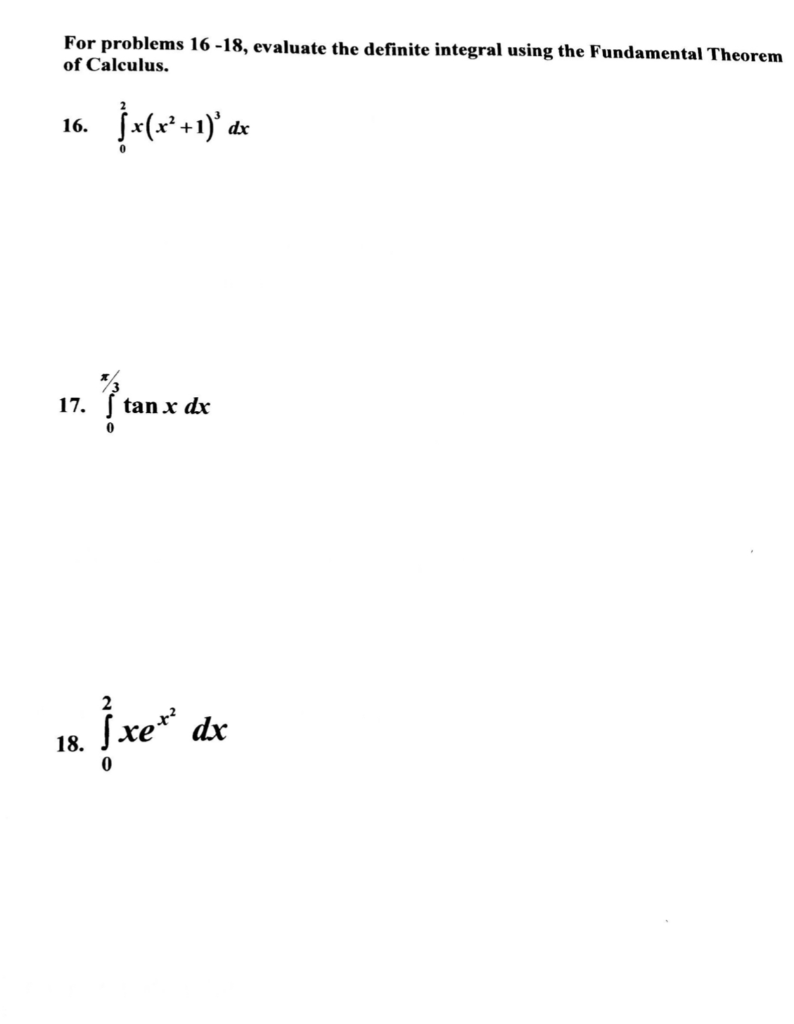 Solved For problems 16-18, evaluate the definite integral | Chegg.com