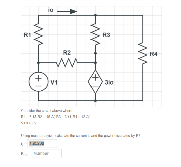 Solved io R1 R3 w R2 R4 w + 1+ V1 3io Consider the circuit | Chegg.com