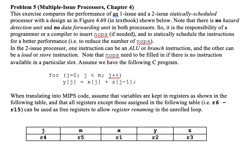 Problem 5 (Multiple-Issue Processors, Chapter 4) This | Chegg.com