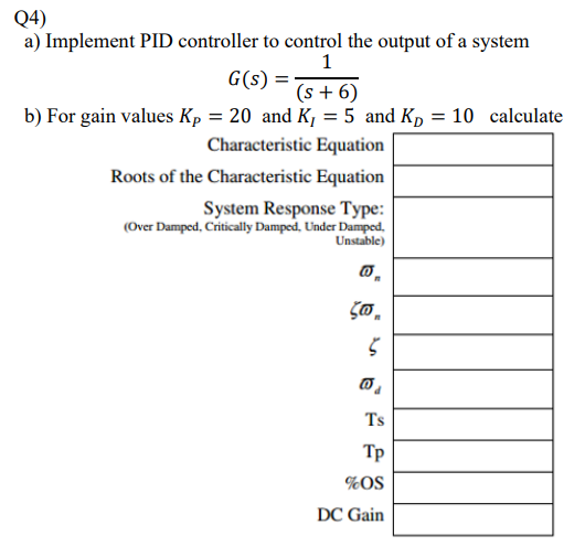 Solved Q4) a) Implement PID controller to control the output | Chegg.com