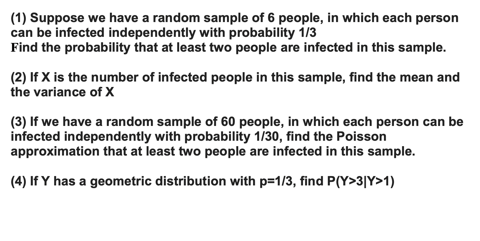 Solved (1) Suppose we have a random sample of 6 people, in | Chegg.com