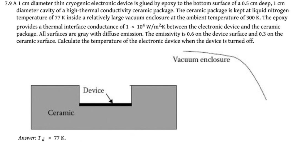 Solved 7.9 A 1 cm diameter thin cryogenic electronic device | Chegg.com
