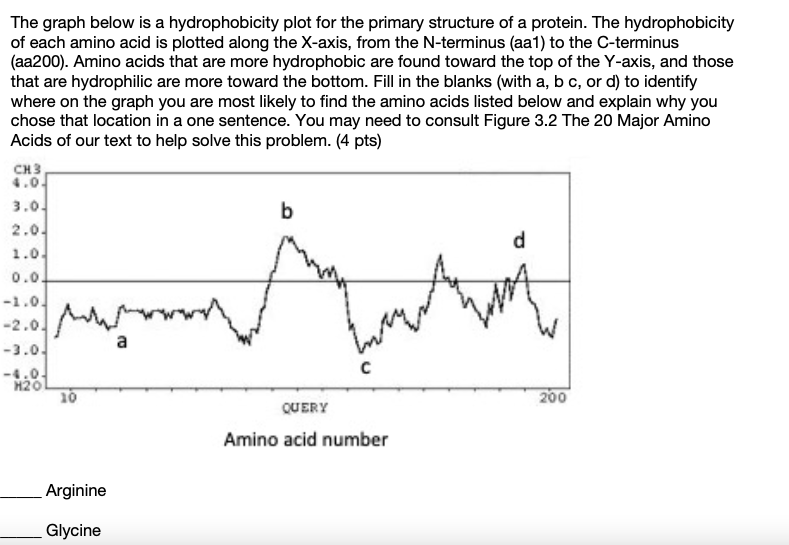 The graph below is a hydrophobicity plot for the | Chegg.com