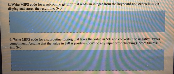 Solved 8 Write Mips Code For A Subroutine Get Int That 4254