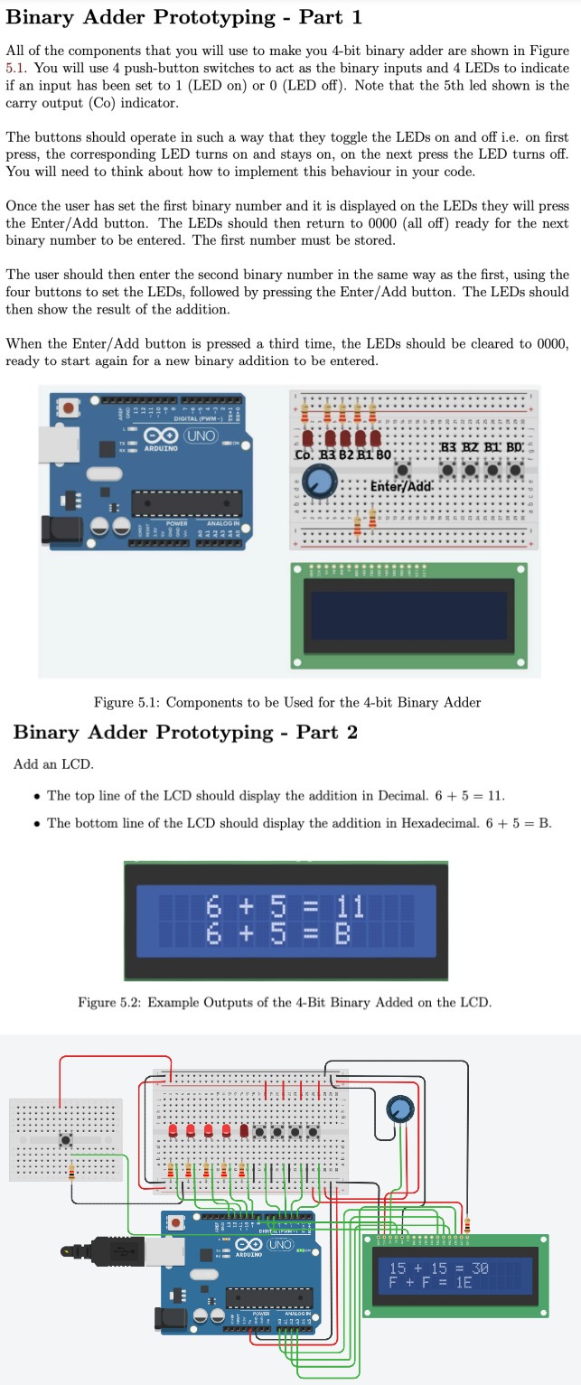 Solved I have to create a binary adder on tinkercad where | Chegg.com