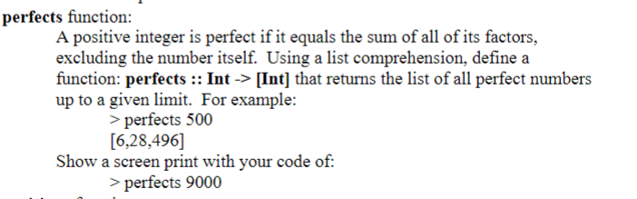 Solved perfects function: A positive integer is perfect if | Chegg.com