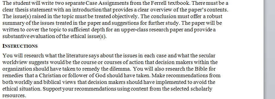 Solved The student will write two separate Case Assignments | Chegg.com