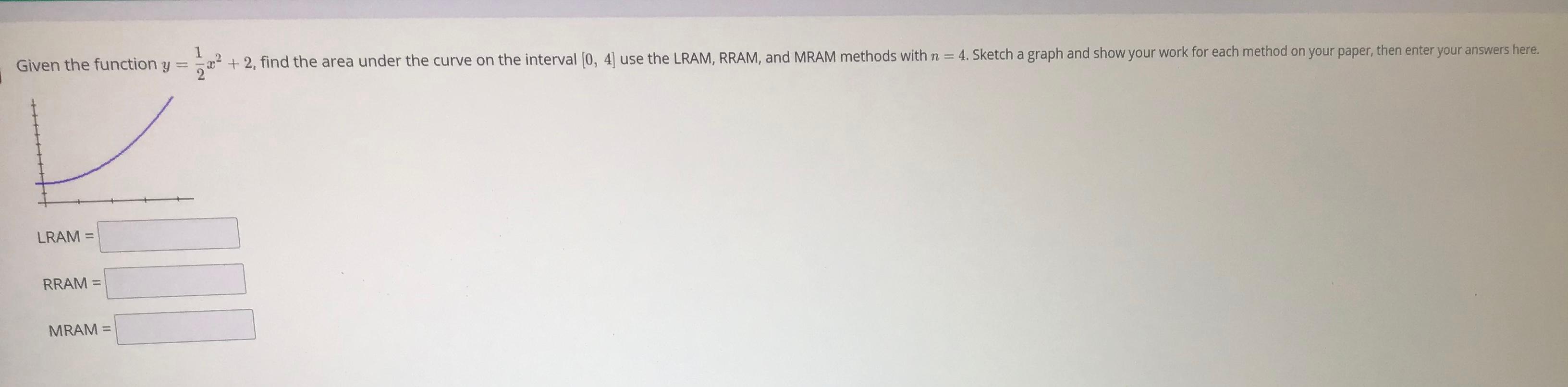 Solved 1 Given the function y + 2, find the area under the | Chegg.com