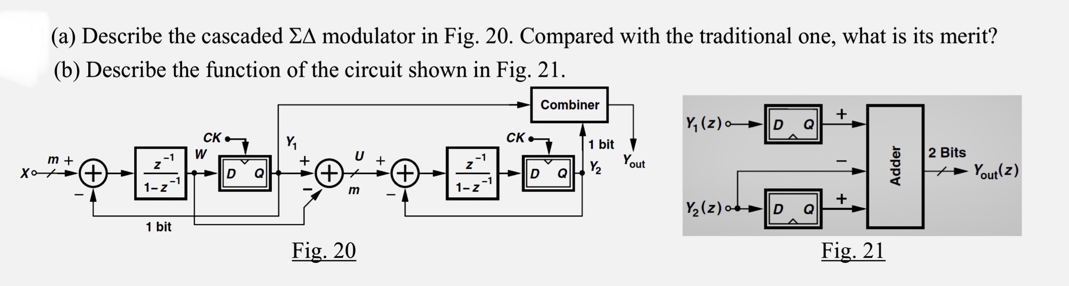 (a) Describe the cascaded ΣΔ modulator in Fig. 20. | Chegg.com