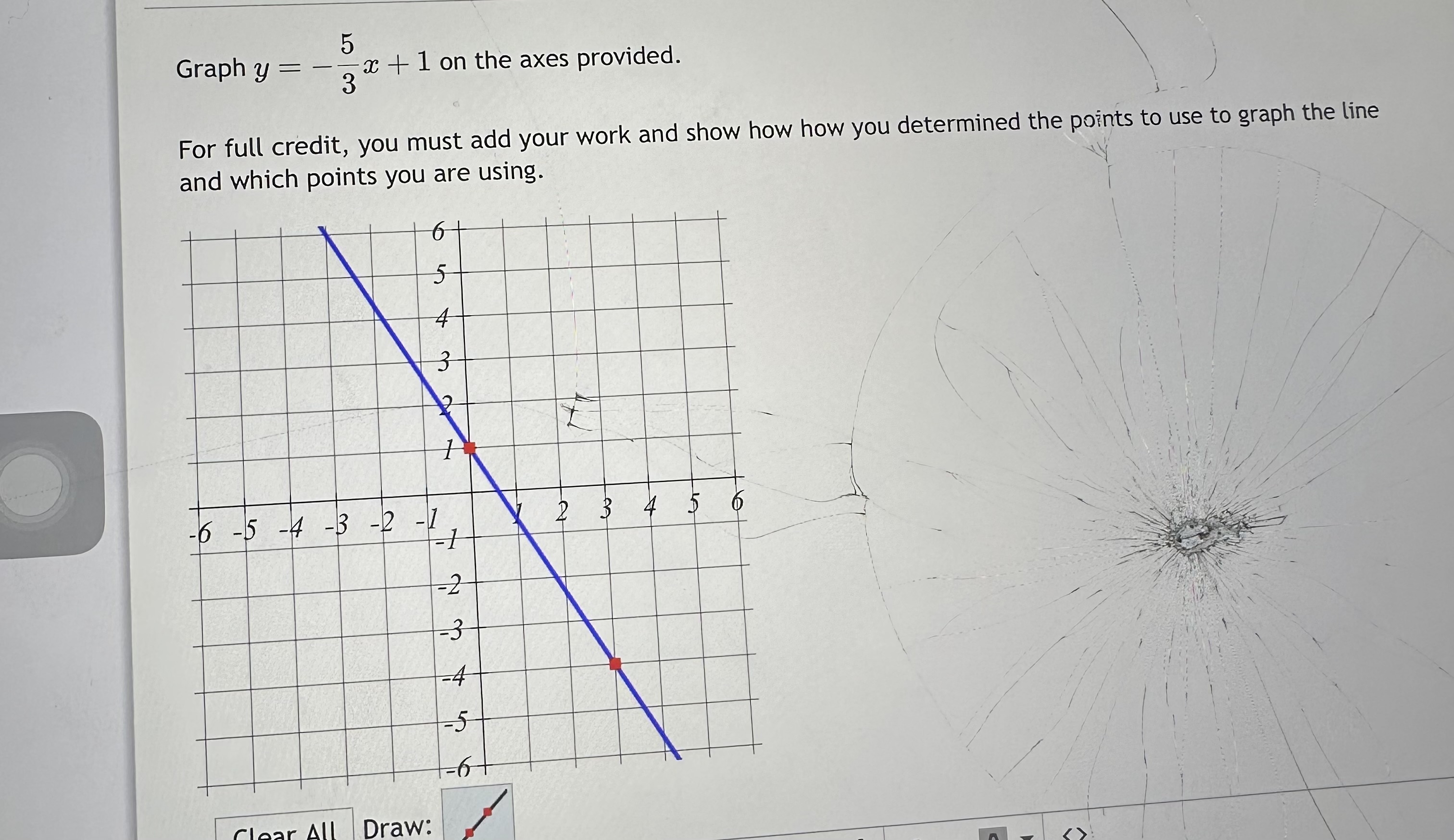 Solved Graph y=−35x+1 on the axes provided. For full credit, | Chegg.com