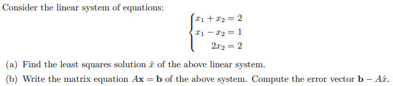 Solved Consider the linear system of equations: | Chegg.com
