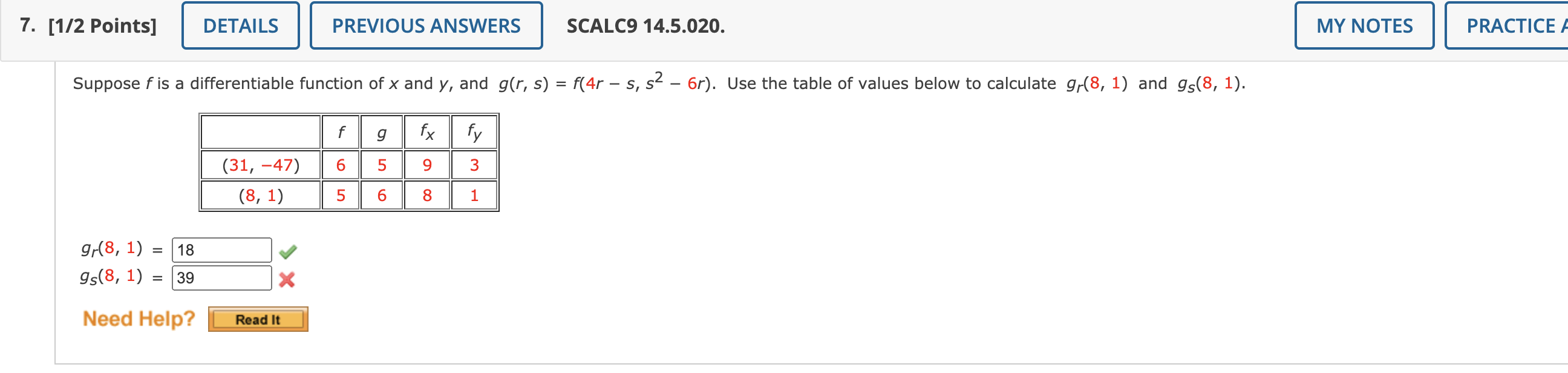 Solved 7. [1/2 Points] DETAILS PREVIOUS ANSWERS SCALC9 | Chegg.com