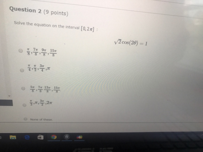 Solved Solve the equation on the interval [0, 2 PI] | Chegg.com