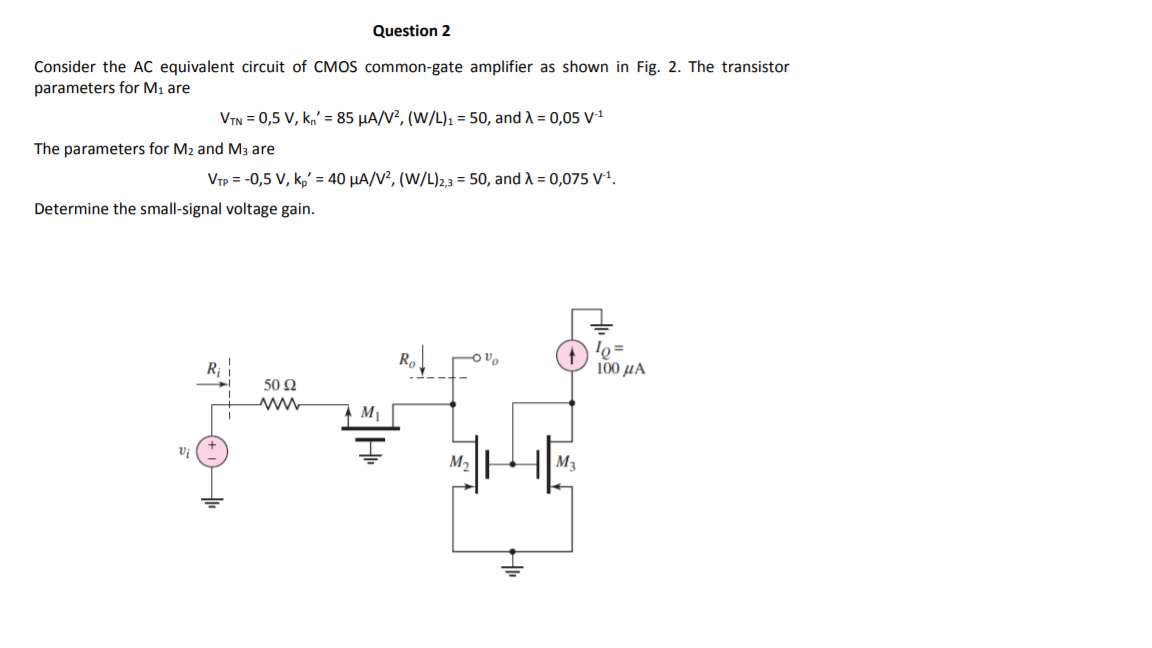 Solved Question 2 Consider The Ac Equivalent Circuit Of Cmos