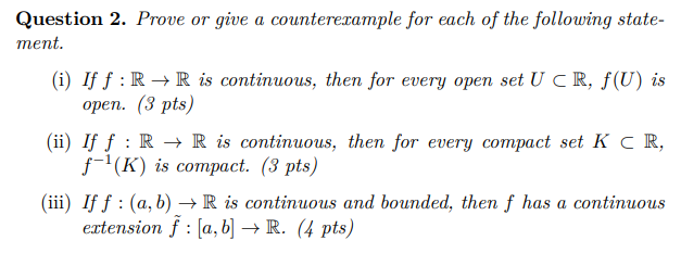 Solved Question 2. Prove or give a counterexample for each | Chegg.com