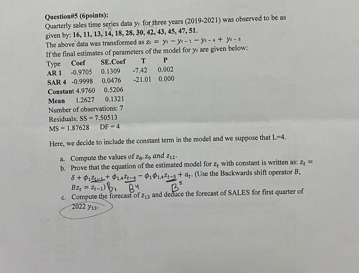 Solved Forecasting, Time Series, and Regression (with | Chegg.com