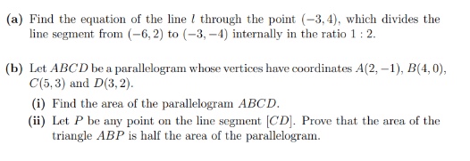 Solved (a) ﻿Find the equation of the line l ﻿through the | Chegg.com
