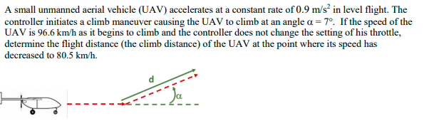 Solved A small unmanned aerial vehicle (UAV) accelerates at | Chegg.com