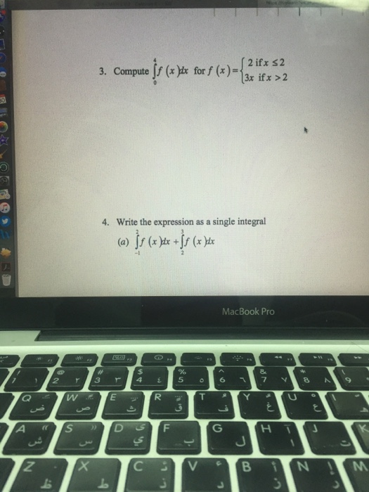 Solved Compute integral^4_0 f(x) dx for f(x) = [2 if x | Chegg.com