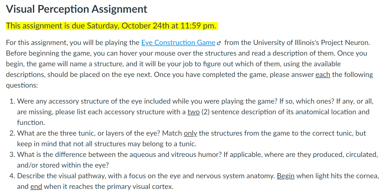 Solved Visual Perception Assignment This assignment is due | Chegg.com