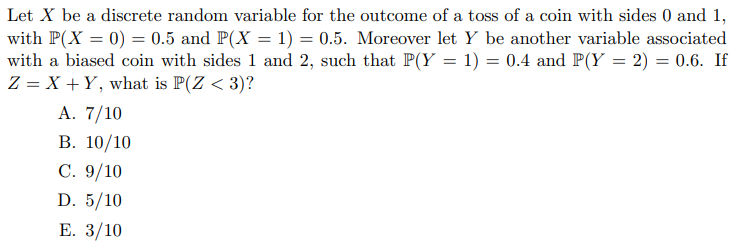 Solved Let X be a discrete random variable for the outcome | Chegg.com