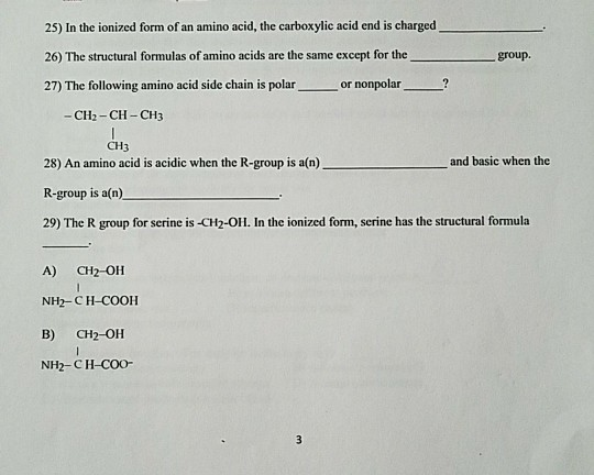 Solved 25) In the ionized form of an amino acid, the | Chegg.com