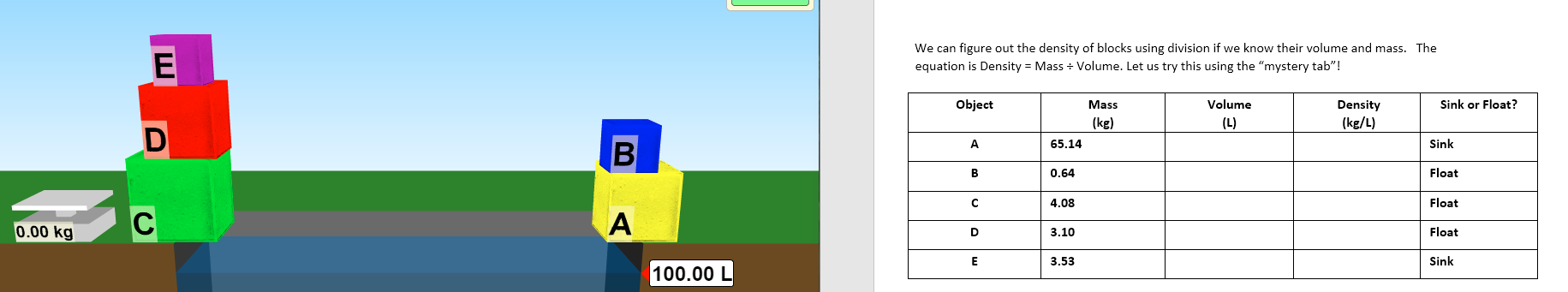 Solved E We can figure out the density of blocks using | Chegg.com