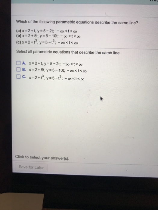 Solved Which of the following parametric equations describe | Chegg.com