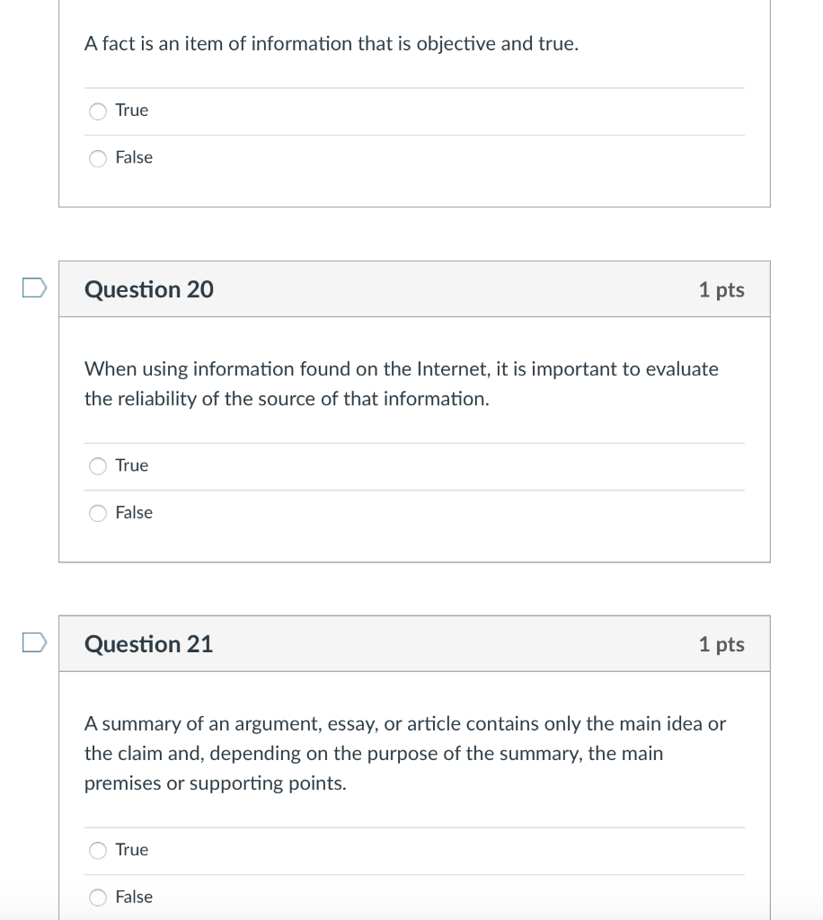 Solved A fact is an item of information that is objective | Chegg.com