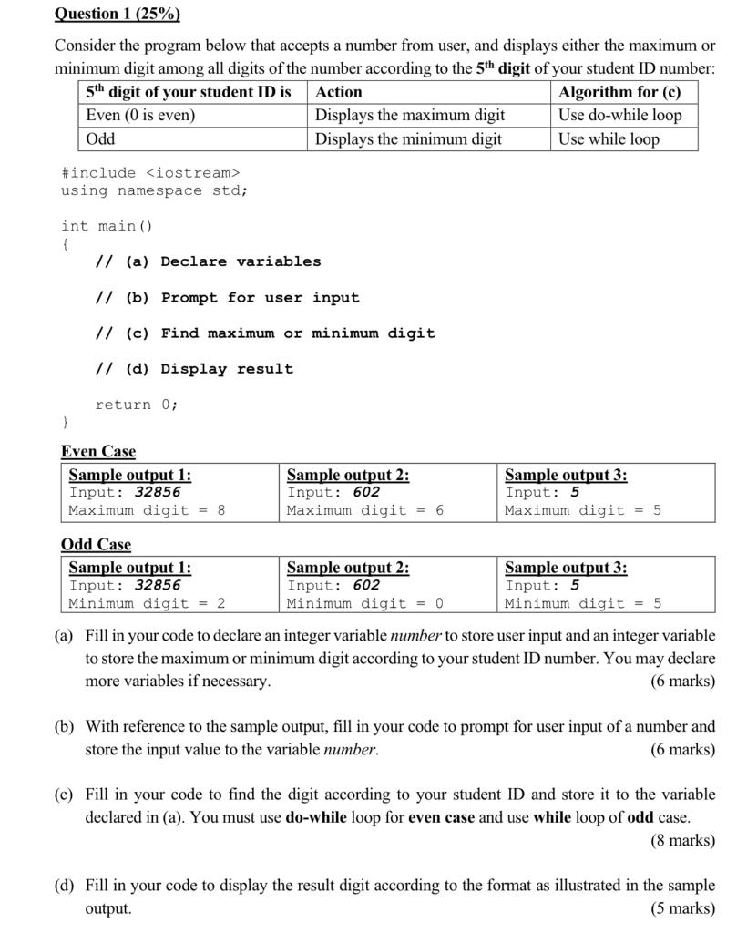Solved Question 1 (25%) Consider the program below that | Chegg.com