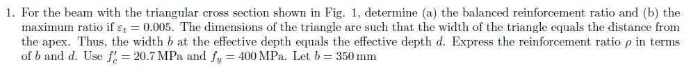 Solved For the beam with the triangular cross section shown | Chegg.com