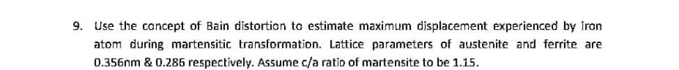 Solved 9. Use the concept of Bain distortion to estimate | Chegg.com