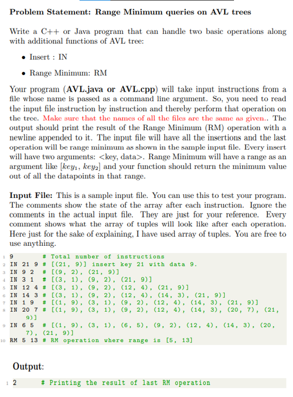 Solved Problem Statement Range Minimum Queries On Avl Trees 7767