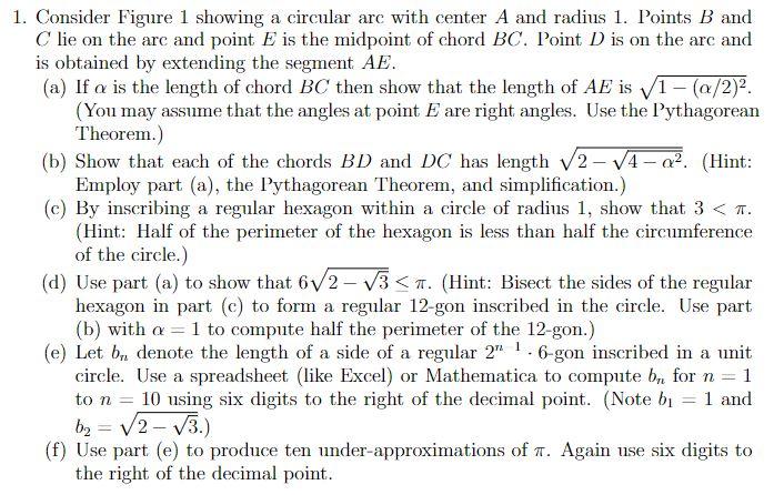 Solved 1. Consider Figure 1 showing a circular arc with | Chegg.com