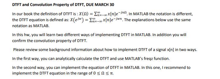 Solved DTFT and Convolution Property of DTET, DUE MARCH 30 | Chegg.com