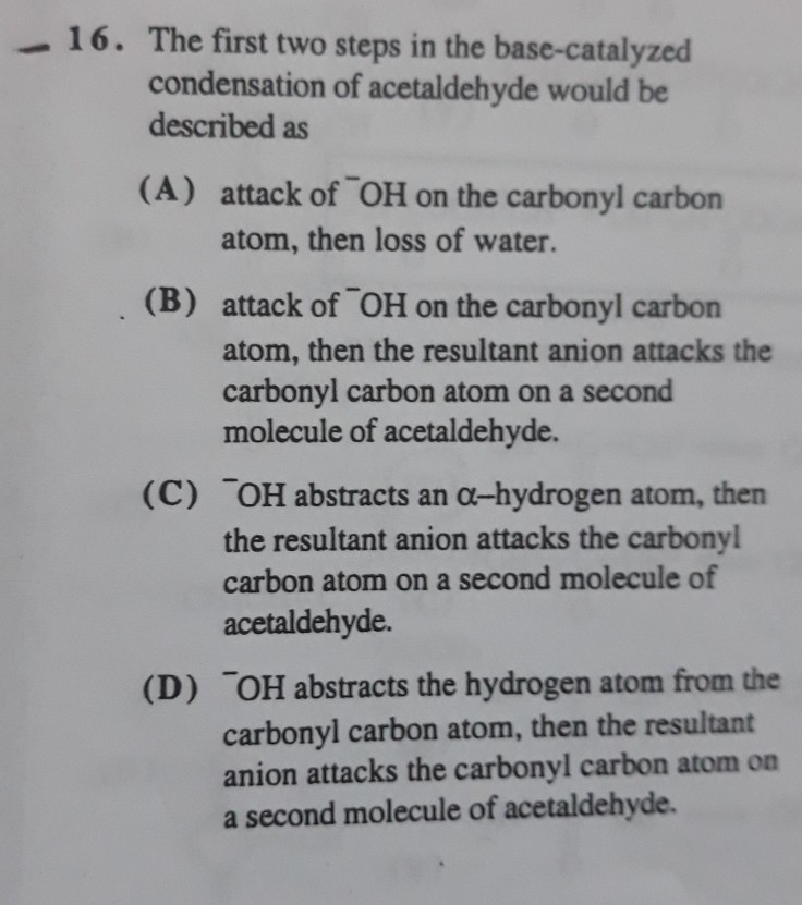 Solved 16. The first two steps in the base-catalyzed | Chegg.com