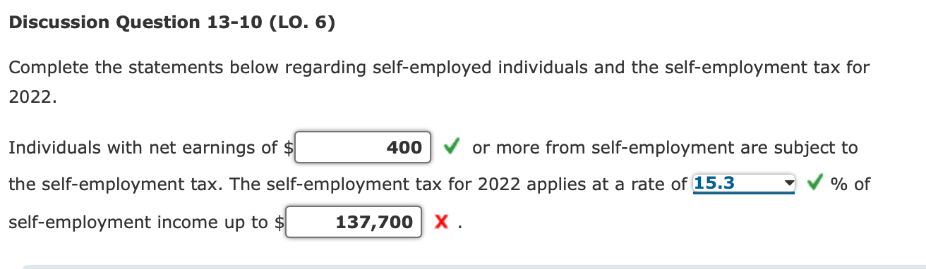 Solved Complete the statements below regarding self-employed | Chegg.com