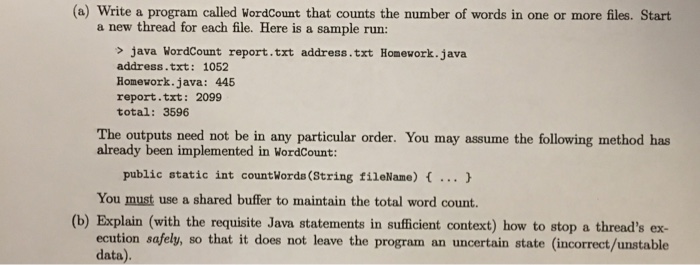 Solved A Write A Program Called Wordcount That Counts The