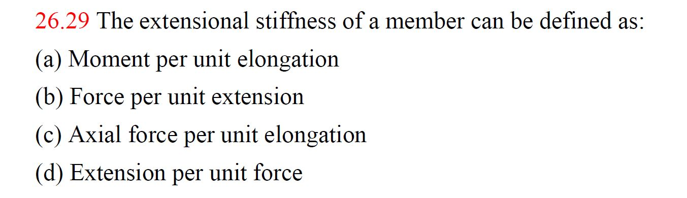 Solved 26.29 The extensional stiffness of a member can be | Chegg.com