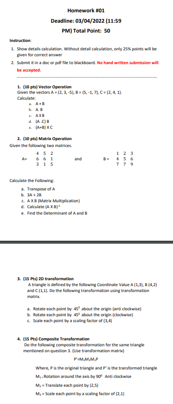 Solved Homework #01 Deadline: 03/04/2022 (11:59 PM) Total | Chegg.com