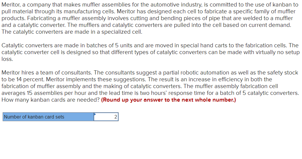 Meritor, a company that makes muffler assemblies for | Chegg.com