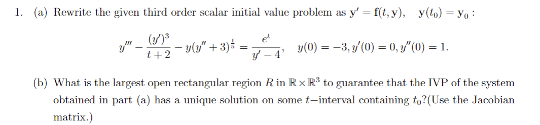 Solved (a) Rewrite the given third order scalar initial | Chegg.com