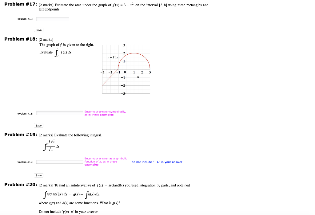 Solved Problem #17: [2 marks] Estimate the area under the | Chegg.com