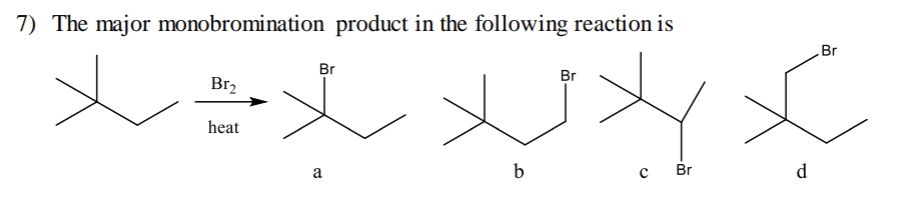 Solved The major monobromination product in the following | Chegg.com