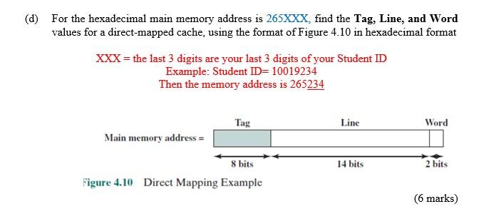 Solved D For The Hexadecimal Main Memory Address Is 