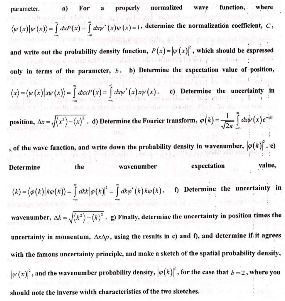 Solved parameter. a) For a properly normalized wave | Chegg.com