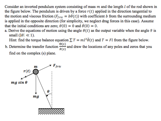 Consider an inverted pendulum system consisting of | Chegg.com