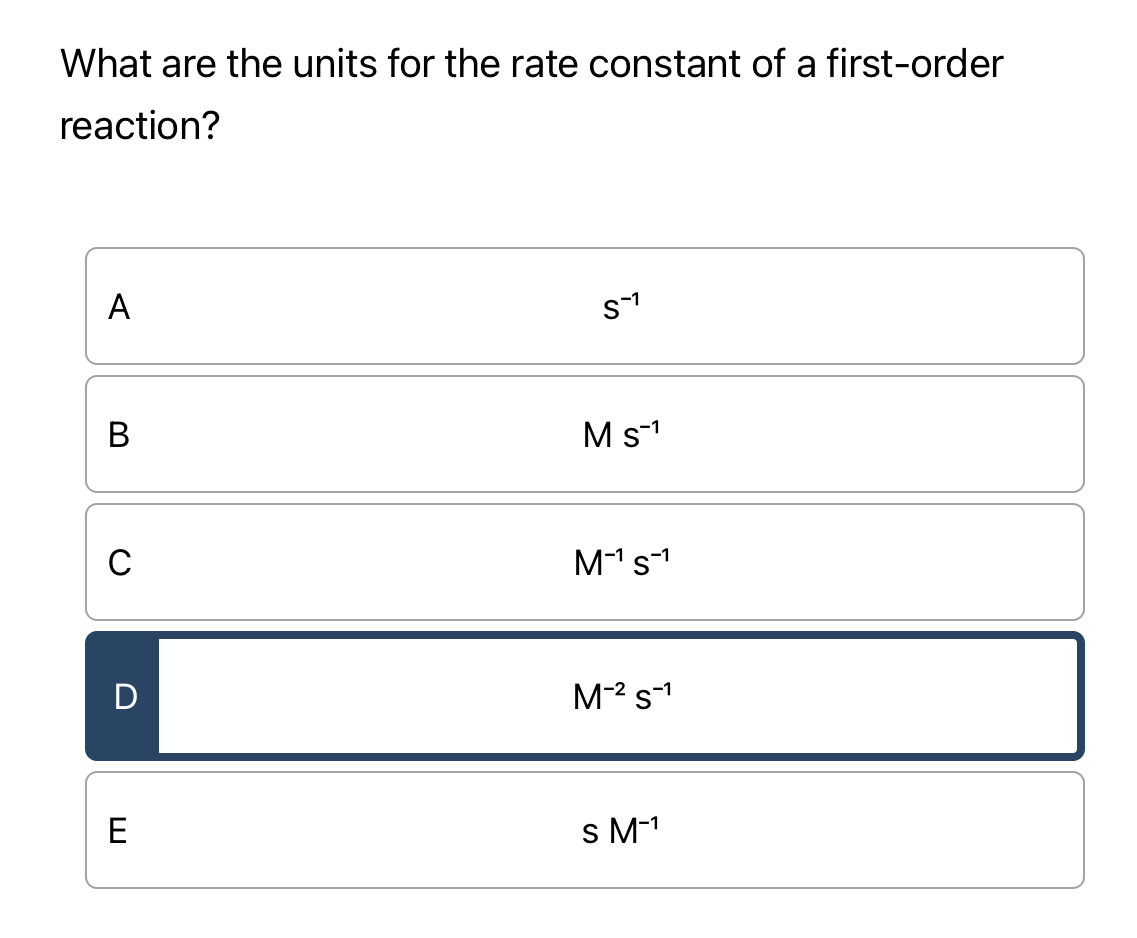 Solved What are the units for the rate constant of a | Chegg.com
